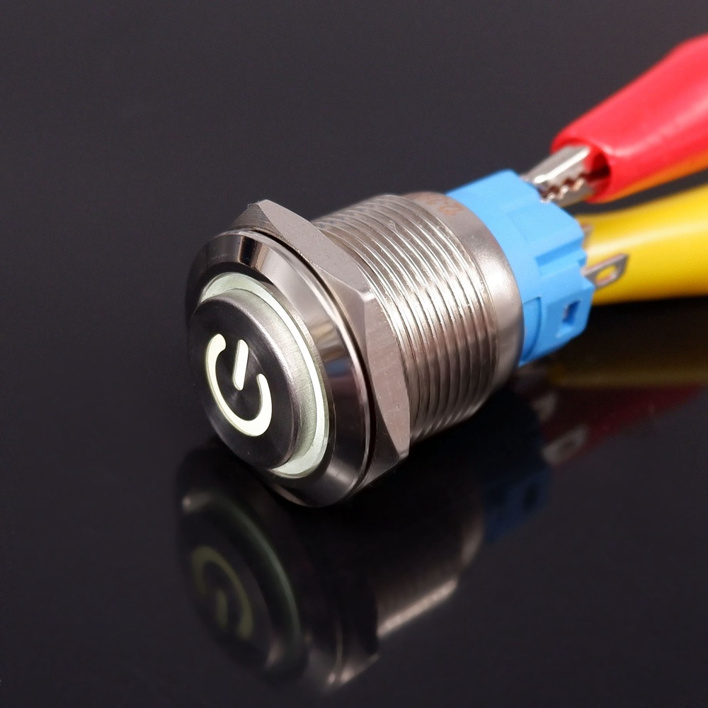16mm Switch Button Turn On Off Power LED Lights PC AUTO Start Stop ...
