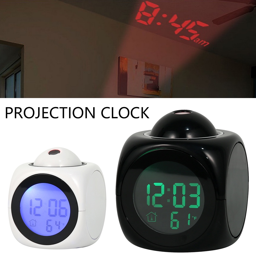 Digital Projector LCD Display Alarm Clock Voice Talking LED Projection ...