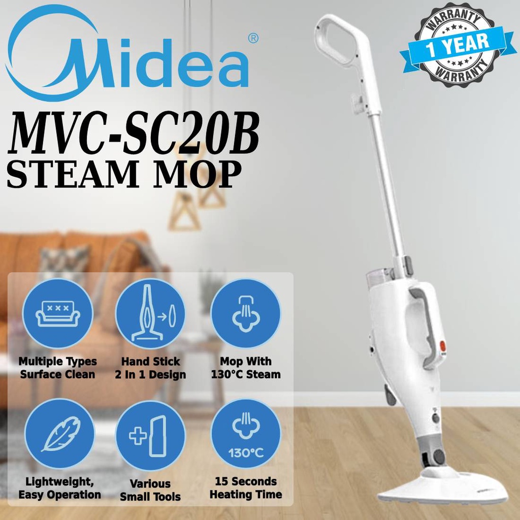 MIDEA 1400W HIGH TEMPERATURE STERILIZATION STEAM FLOOR MOP MVC-SC20B ...