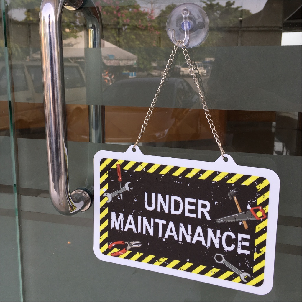 UNDER MAINTENANCE, OUT OF ORDER HANGING SIGN BOARD WITH CHAIN & SUCTIOP ...