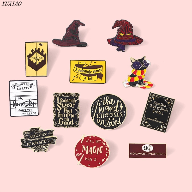 12 Styles Harry Potter Peripheral Lapel Pin Magic Hat Enamel Brooch ...