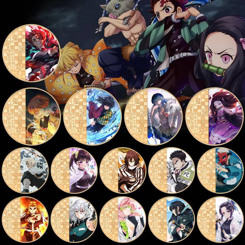 Demon Slayer Commemorative Coin Anime Collection Gold foil leaf Gift ...