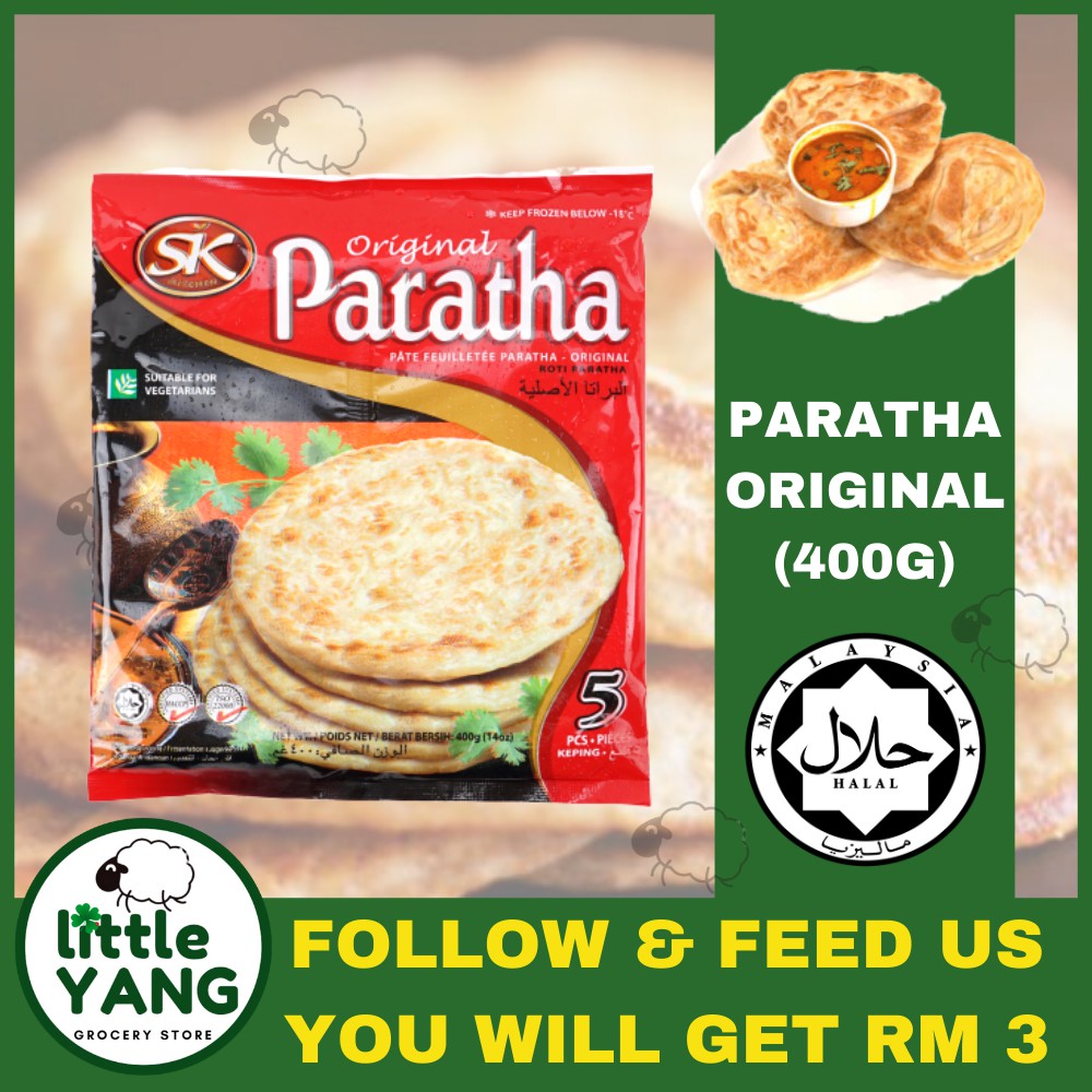 LITTLE YANG SK KITCHEN PARATHA ORIGINAL 400g Halal Crispy Indian Food ...