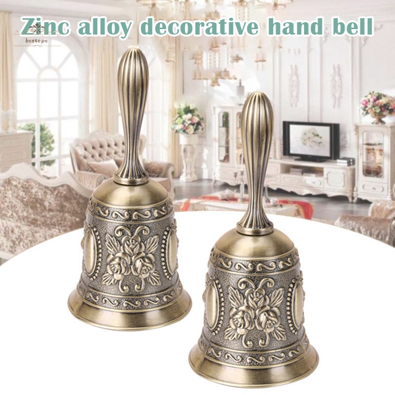 Zinc Alloy Rustproof Floral Hand Bell Vintage Multipurpose Decorative ...