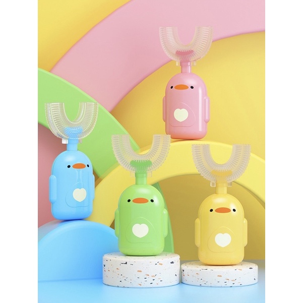 Children U-Shaped Silicone Toothbrush Boxed Baby Oral Cleaning Cartoon ...