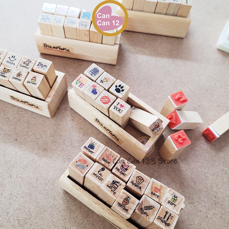 Wood Box Stamp Mini Size Korean Style Stamp for Journal Planner ...