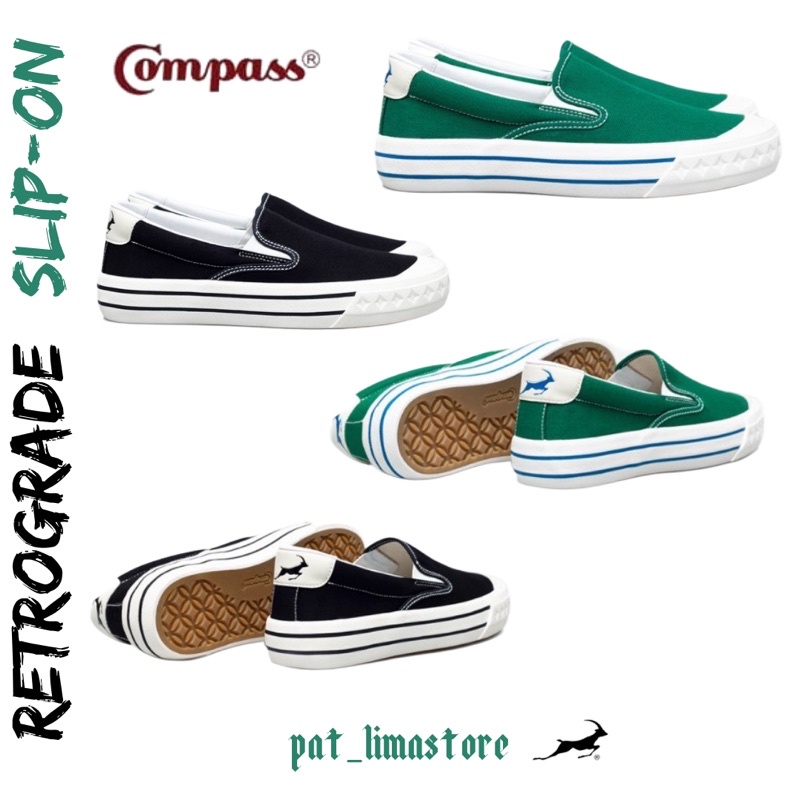 Compass Retrograde Slip-on Black White & Green 100% Original | Shopee ...
