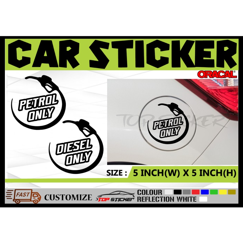 PETROL ONLY DIESEL ONLY TYPE 2 CAR STICKERS KERETA STICKER | Shopee ...