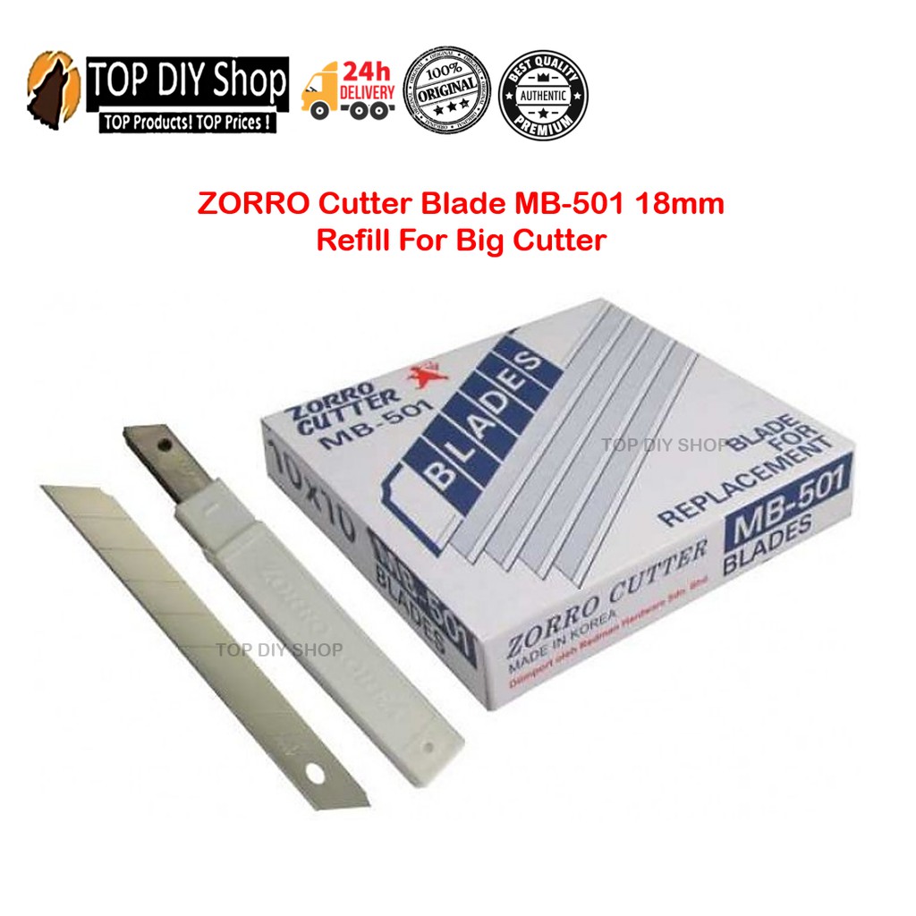 ZORRO Cutter Blade 301 9mm (S)/ 501 18mm (L) Refill Cutter/Knife 10PCS ...