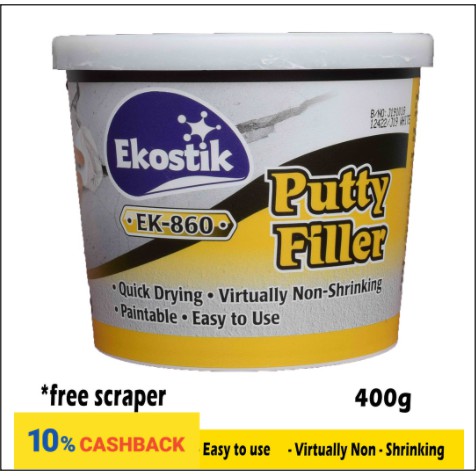 Ekostik EK-860 Putty Filler (400G) Penampal Lubang Dinding | Shopee ...