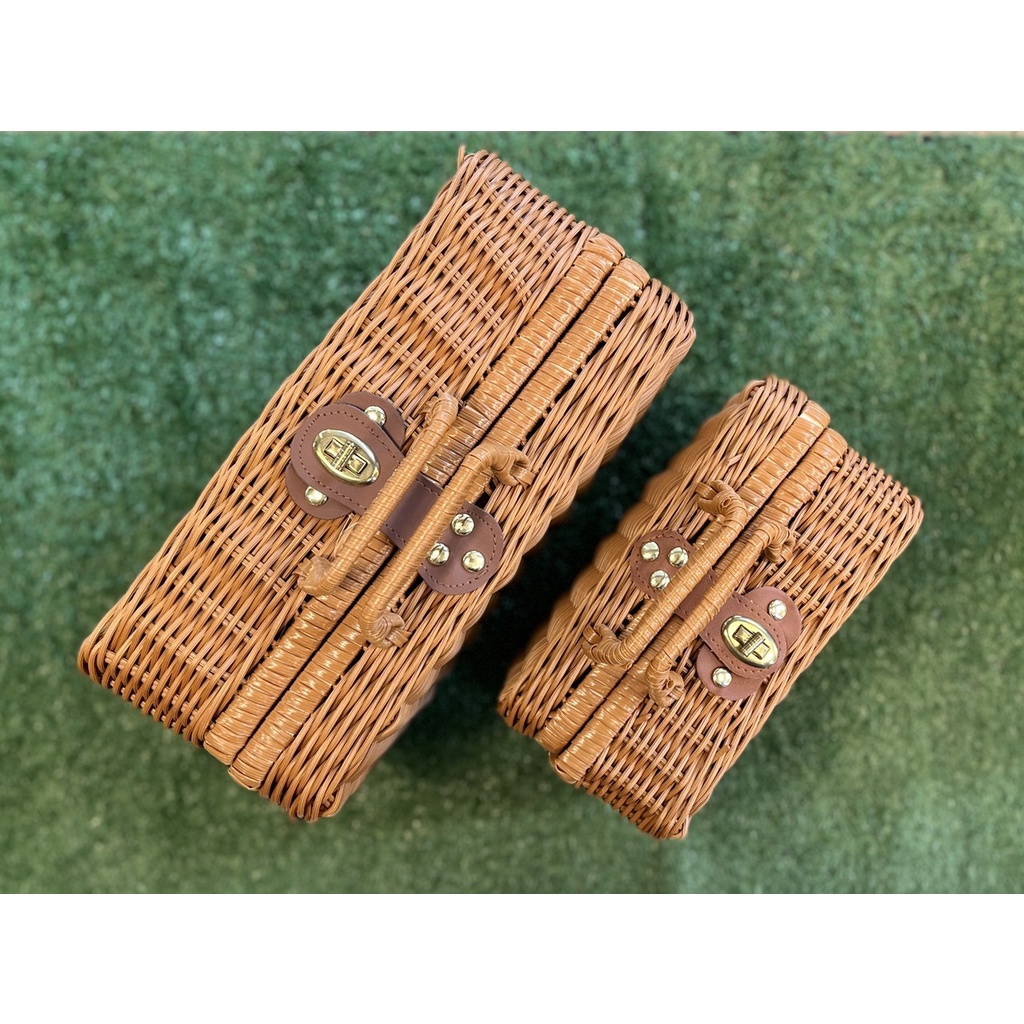 Rattan Woven Vintage Storage Suitcase Basket | Shopee Malaysia