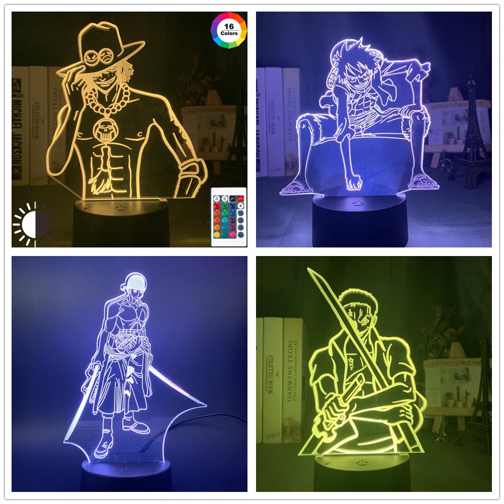 One Piece 3d Led Lamps Luffy Ace Chopper Sunshine Pirate Ship Roronoa ...