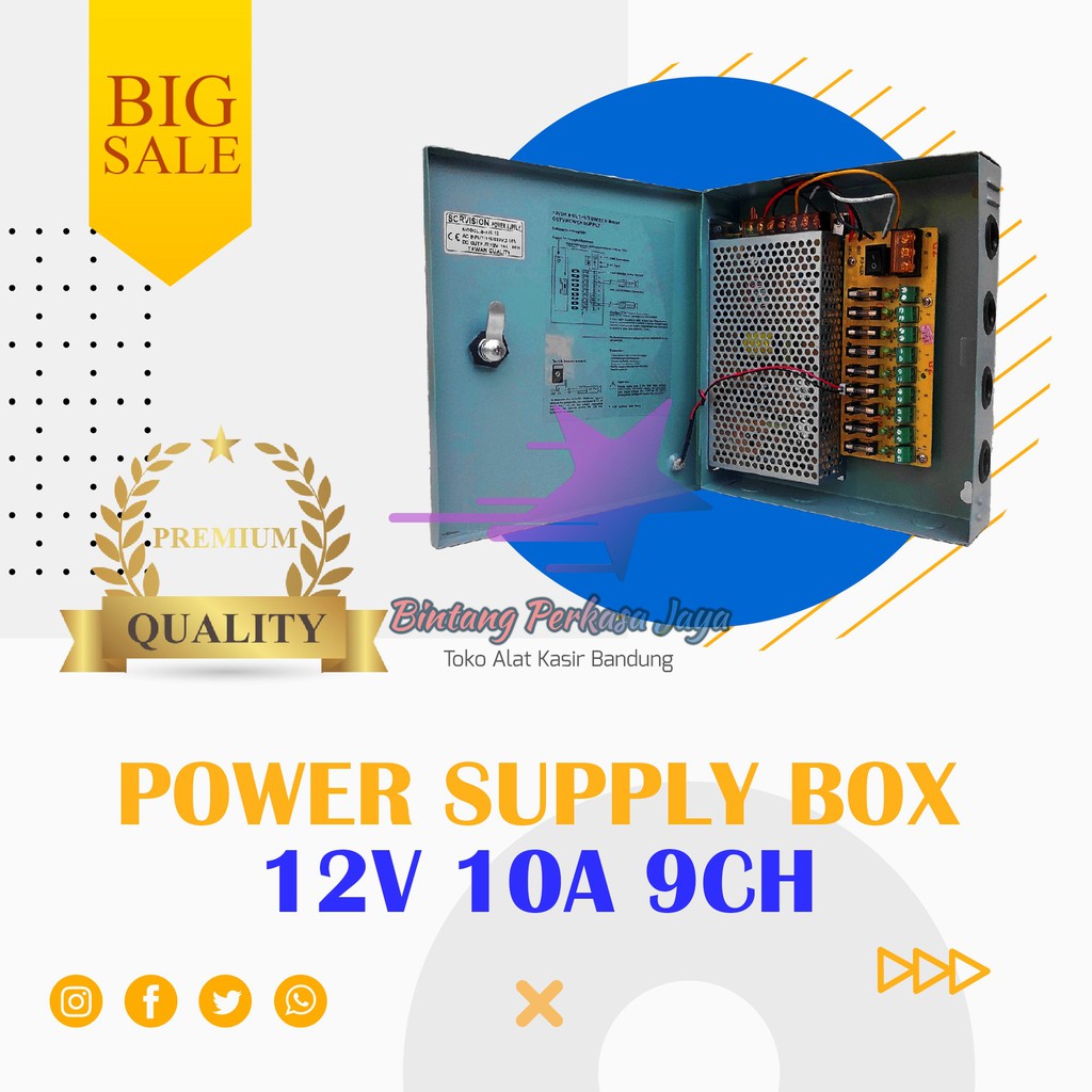 Power SUPPLY CCTV box Adapter 12V 10A 9Ch/PSU box panel 9channel ...