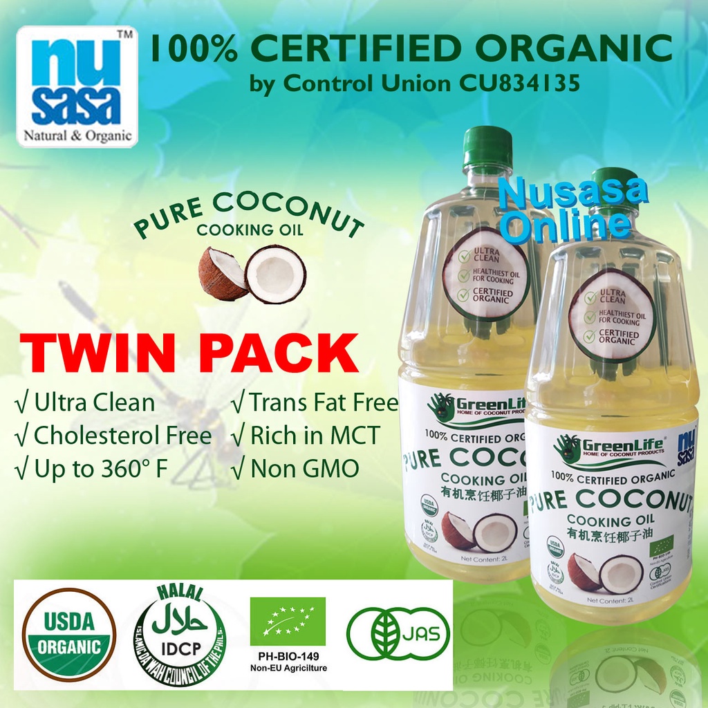 Nusasa Organic Pure Coconut Cooking Oil - 2 Liter (Twin Pack Promo ...