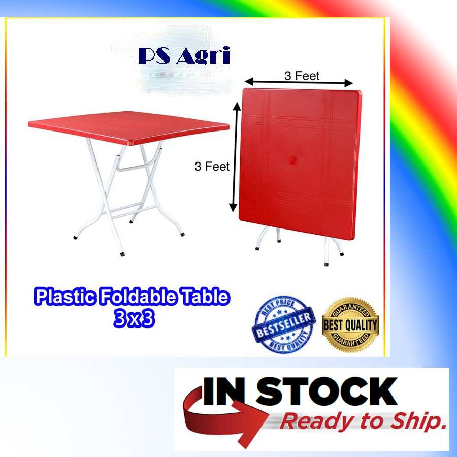 Square Plastic Table/ Foldable Plastic Dining Table/ 3’ x 3’ Folding ...
