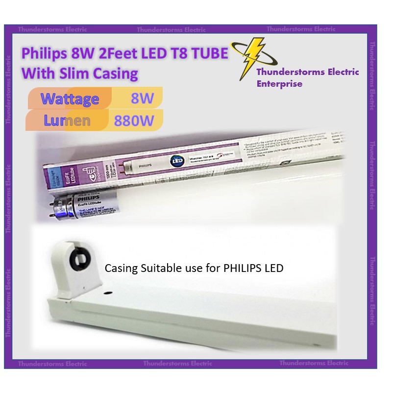 2Feet PHILIPS ECOFIT T8 FLUORESCENT LED TUBE 8W 4FT (6500K) / Lampu ...