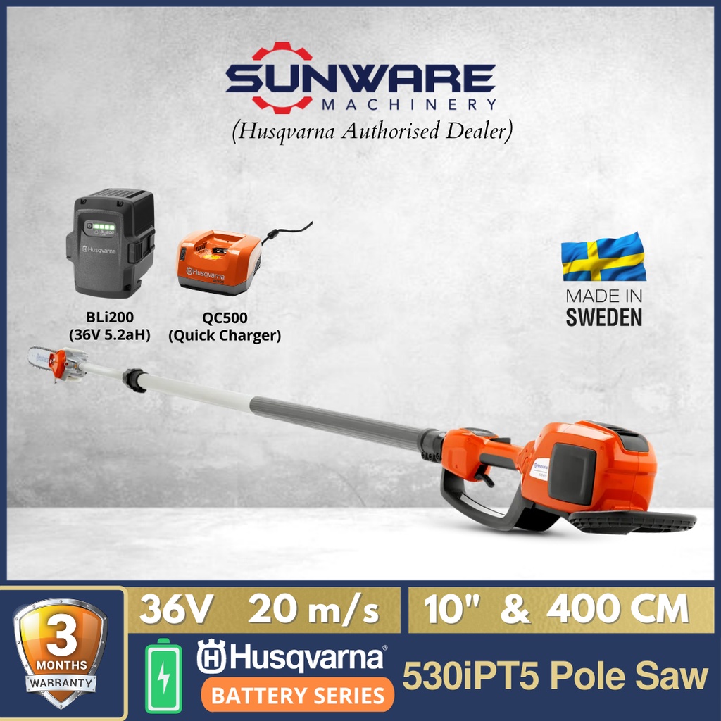 [PRO BATTERY SERIES] HUSQVARNA 530iPT5 Cordless Battery Pole Saw with ...