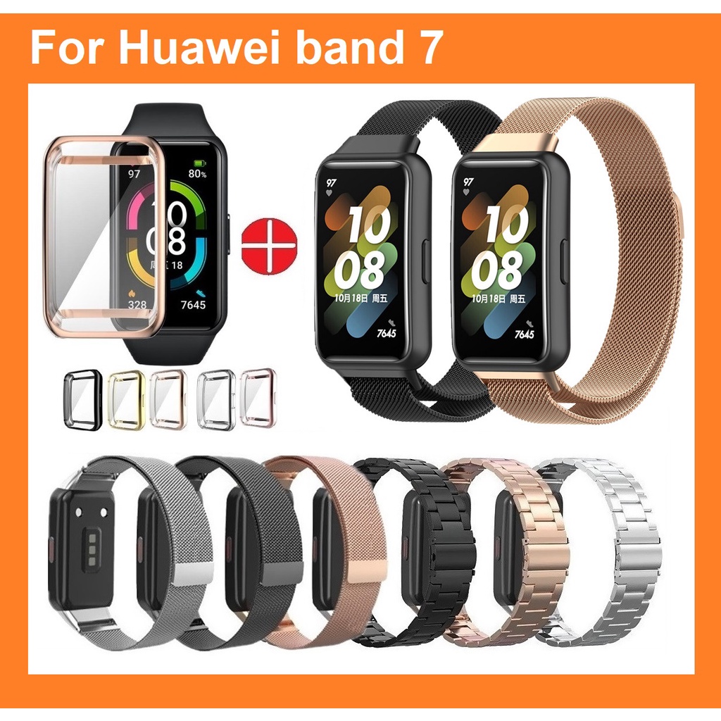 Same Color Huawei band 7 Strap+Case Staineless steel Strap Huawei band ...
