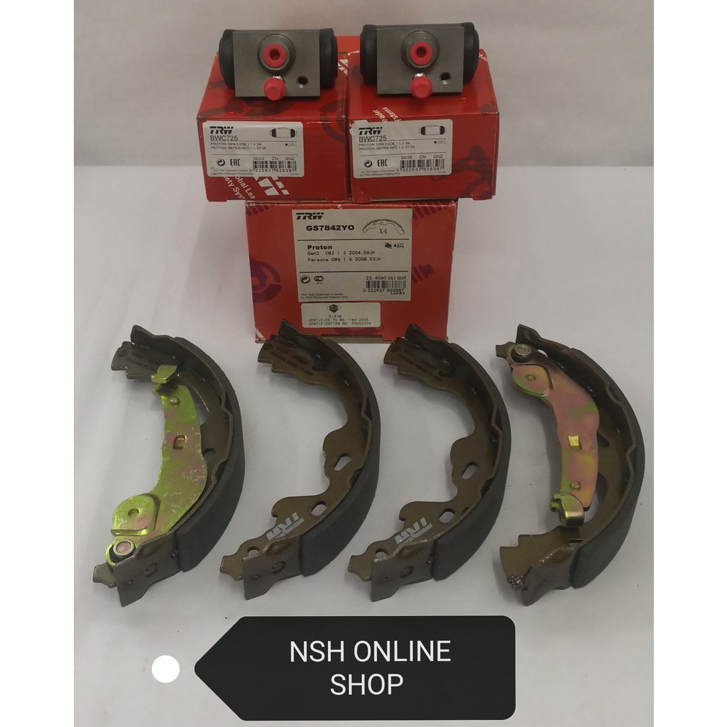 Brake Shoe (TRW)+Brake Pump (TRW) Rear for Proton Gen-2 Persona 1.3 (1 ...