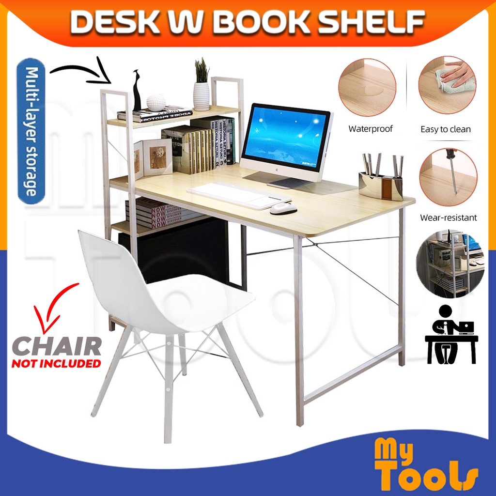 Mytools Study Deck Writing Desk Office Computer Table With Book Shelf 3 ...