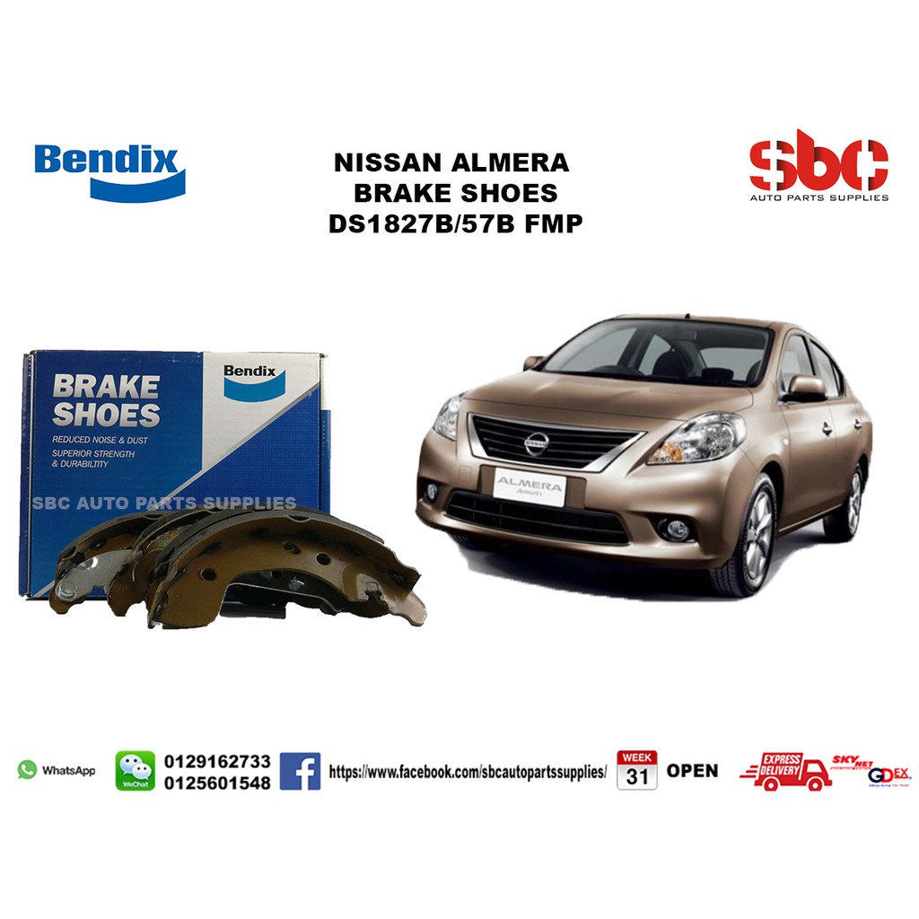 NISSAN ALMERA REAR BRAKE SHOES (BENDIX) | Shopee Malaysia
