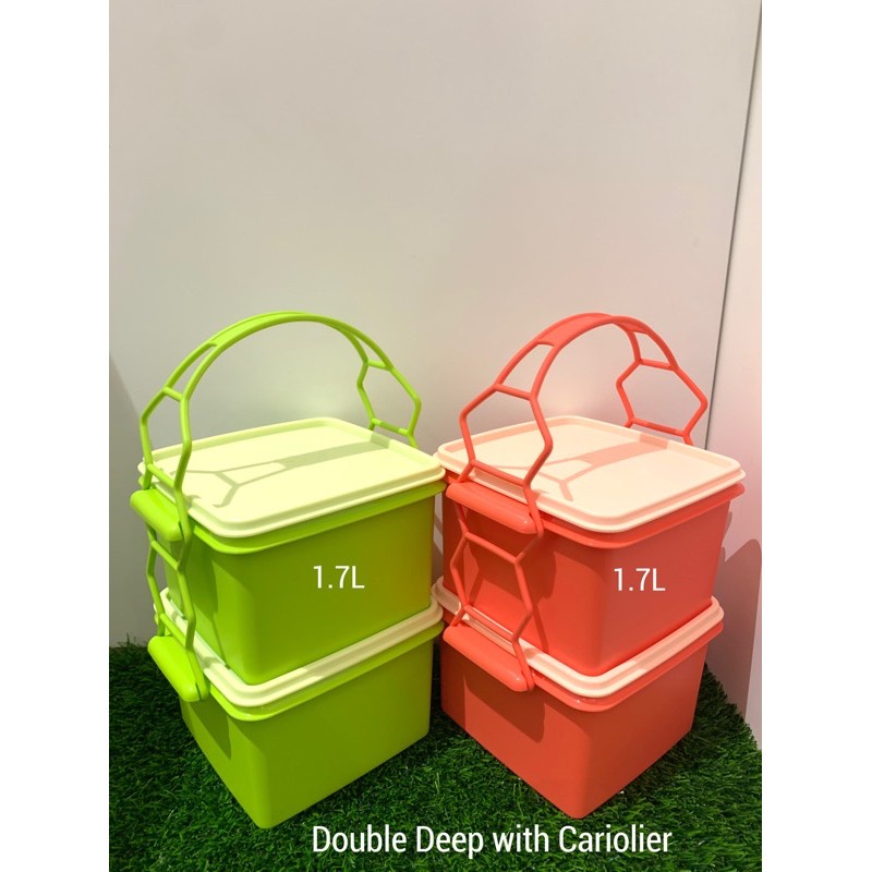 TUPPERWARE TIFFIN DOUBLE DEEP / MANGKUK TINGKAT TWO PIECES 1.7L WITH ...