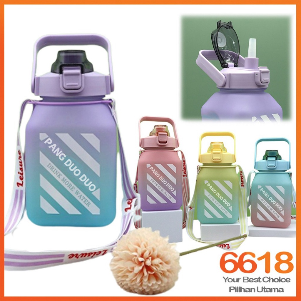 [1500ML] Botol Air Sukan Botol Persegi Berwarna-warni Dengan Tali ...