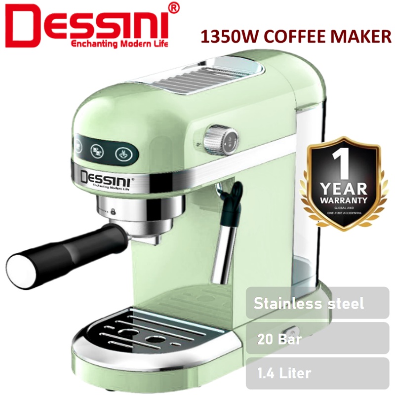 DESSINI ITALY 20 Bar 1.4L Espresso Coffee Maker Brew Froth Cappuccino ...