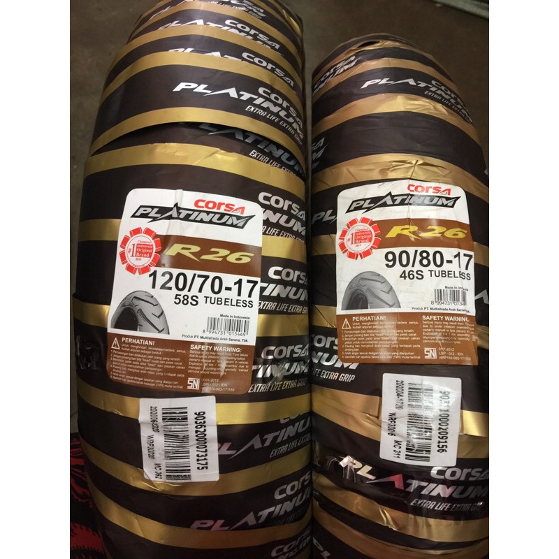 2024 Corsa R26 Combo set (90/80-17 + 120/70-17) Tayar tubeless tahun ...