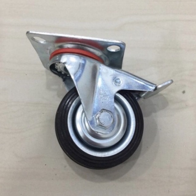 HITAM 3" BRAKES Black rubber wheels on swivel 3" inch live swivel ...