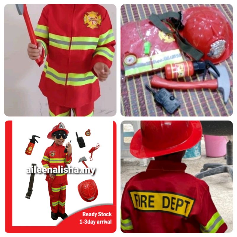 Cosplay Boys & Girls Bomba Costume Kids Fireman Malaysia Kostum untuk ...