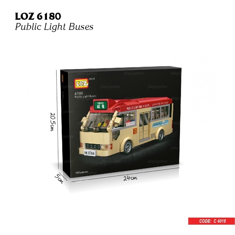 LOZ Public Light Buses 6180 Mini Vehicle Nano Diamond Creative Brick ...