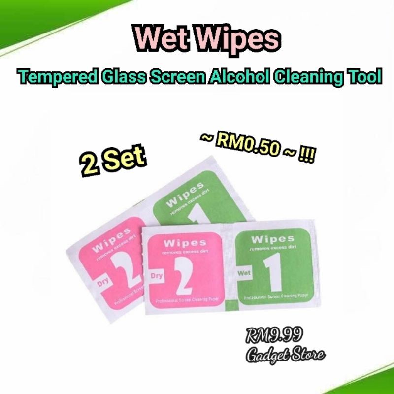 🔥2 Set🔥Wet Wipes Tempered Glass Screen Alcohol Cleaning Tool | Shopee ...