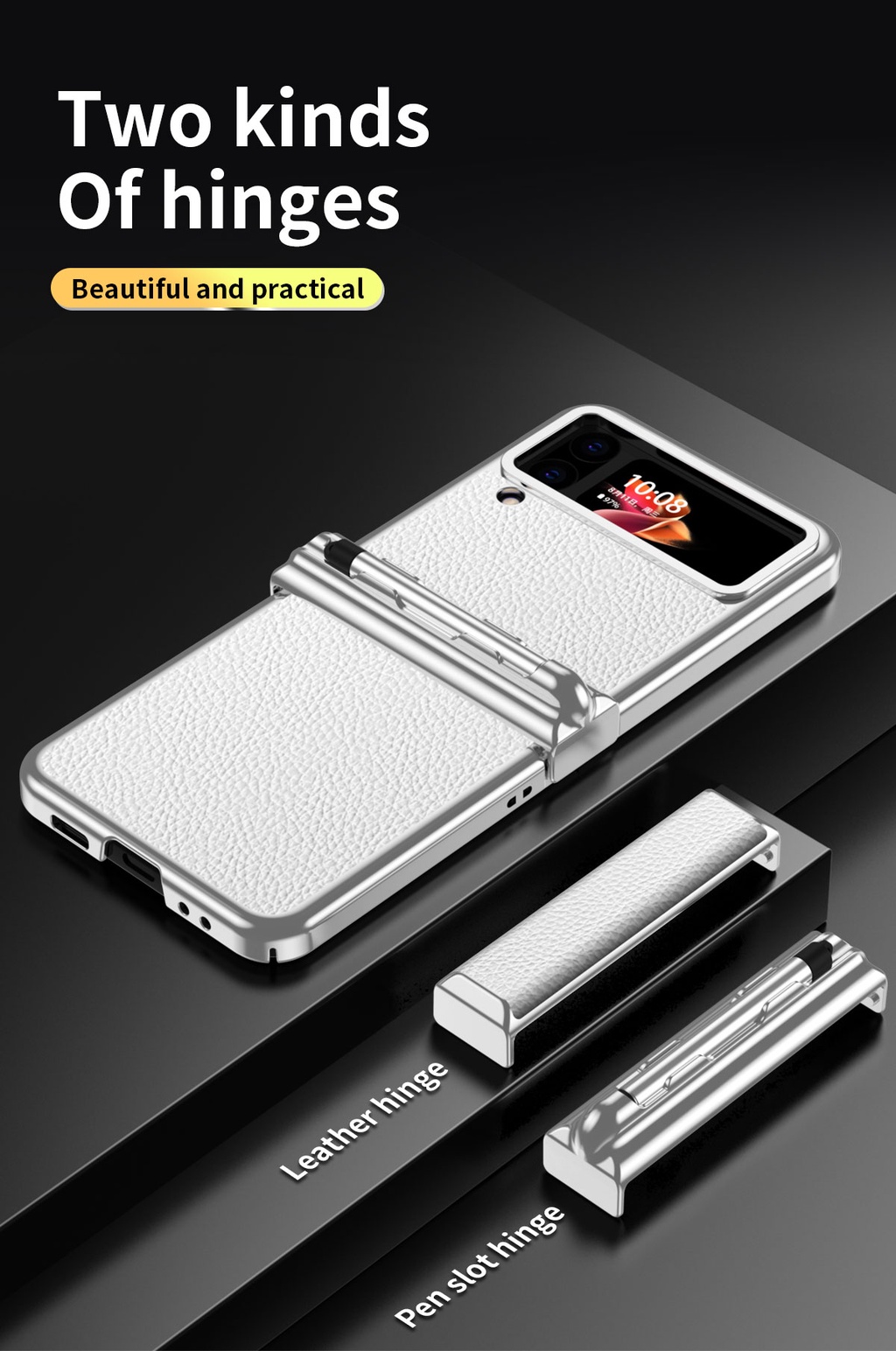 2PCS Hinge Protector Z Flip4 Flip3 Plating Leather Cases For Samsung ...