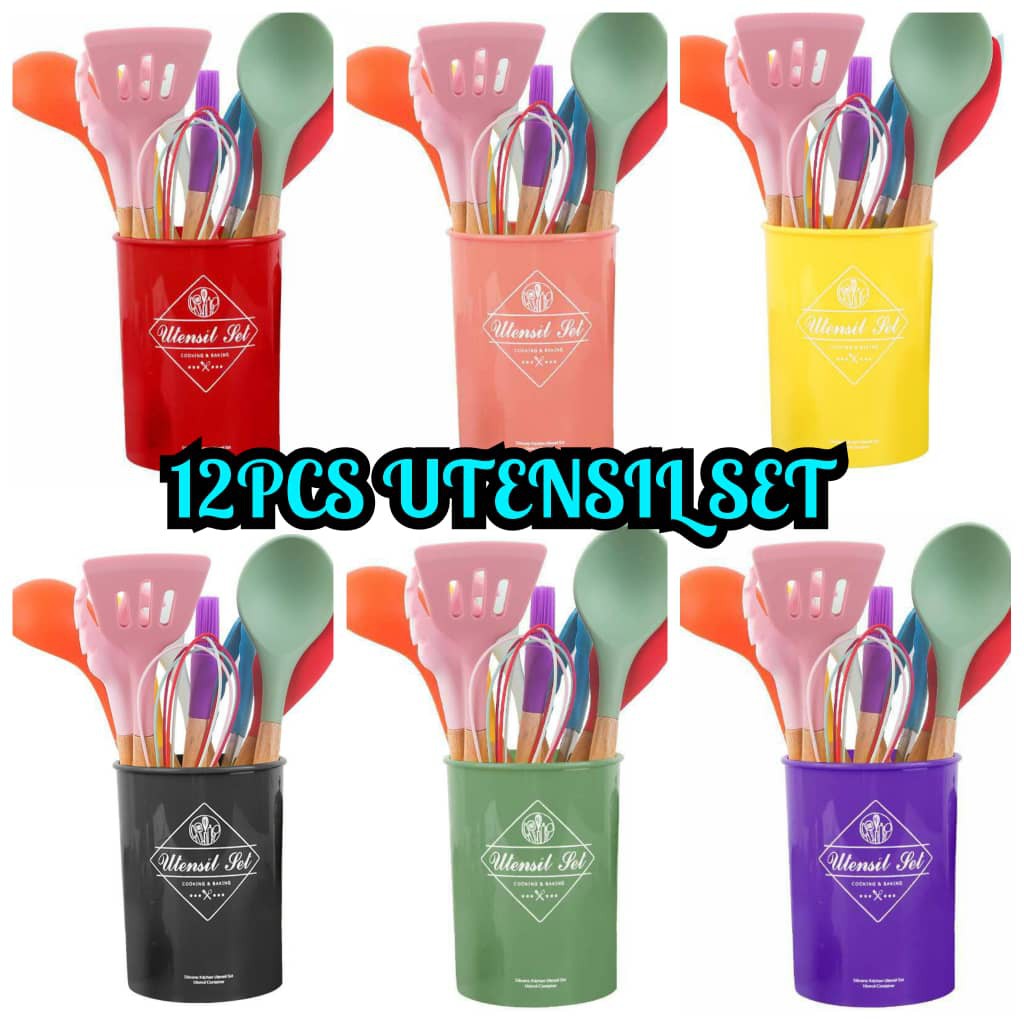 🇲🇾READY STOCK🇲🇾 💘12PC SILICONE UTENSIL SET / SENDUK VIRAL [COLORFUL ...
