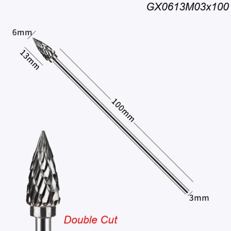 (Long 100MM) 3mmx6mm Tungsten Steel Hard High Speed Steel Rotary Burr ...