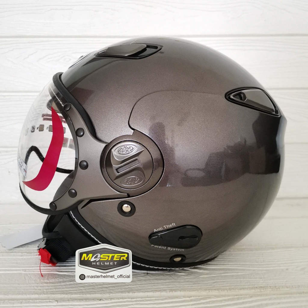 Kyt ELSICO SOLID GUNMATE GLOSSY/METALIC HELMET RETRO KYT ANTI THEFT ...