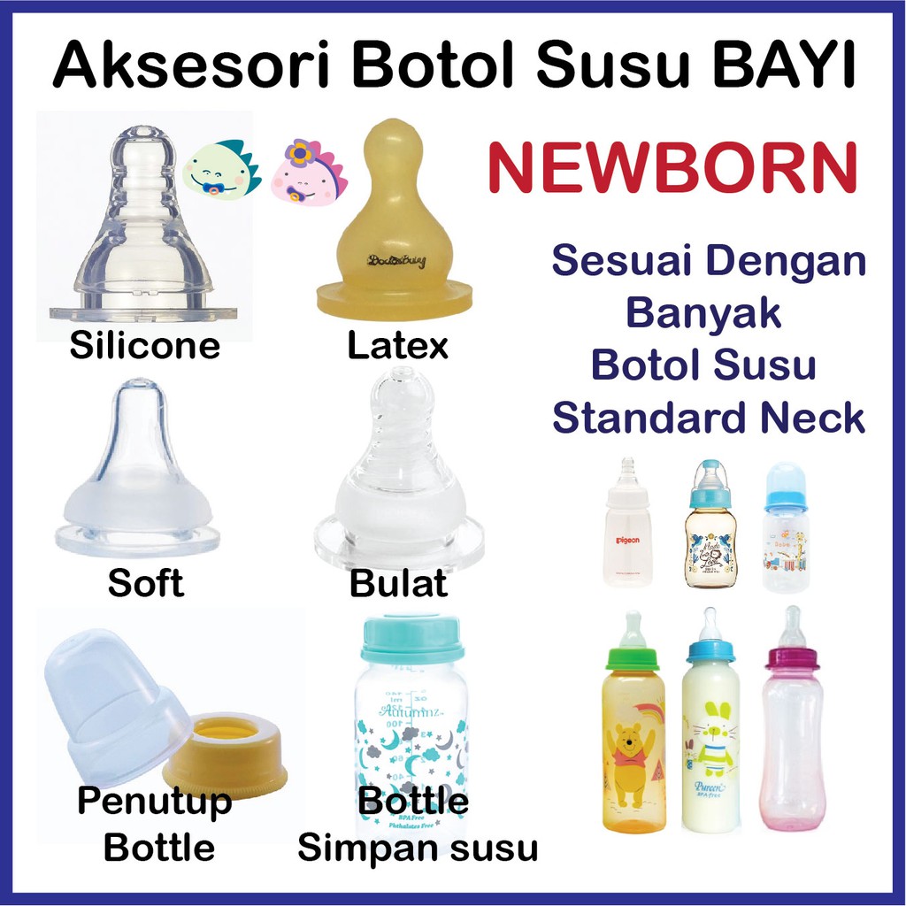 Baby Bottle Nipple Standard Neck Cross Cut Anti Spill Puting Botol Susu Bayi Lembut -1pcs ...