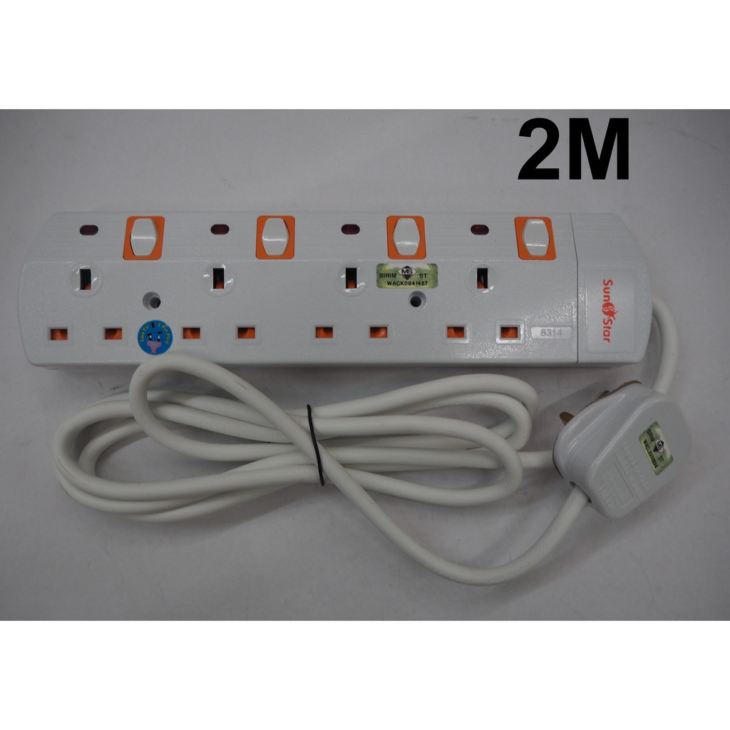Sunstar Extension Wire 4 Gang Neon SR-4WN With 3X1.25MM(2or5meters ...