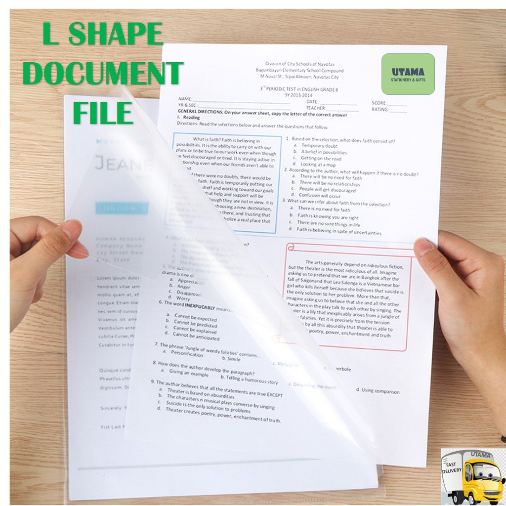 Waterproof A4 Clear Folder A4 PVC Document Clear Holder L Shape 0.18/0. ...