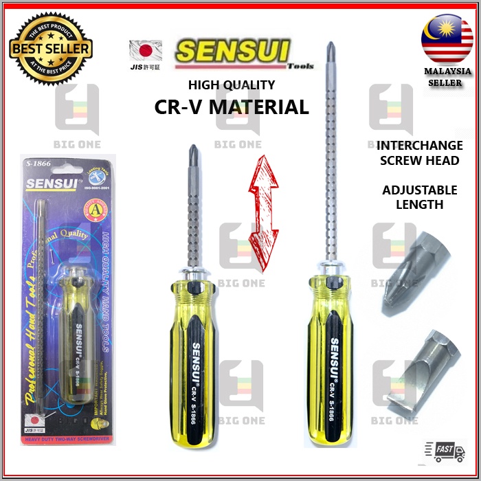 SENSUI JAPAN S1866 CRV TWO WAY SCREWDRIVER DOUBLE SCREWDRIVER MATA SKRU ...