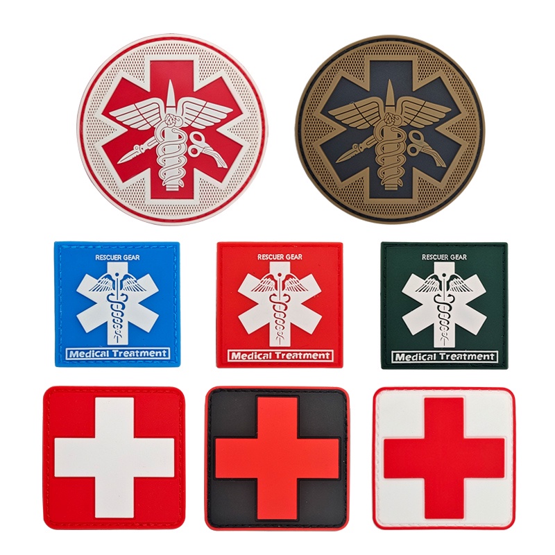 PVC Cross Badge Medical Emergency Patch Tactical Rescue Battlefield Staff MEDIC Rubber Material ...