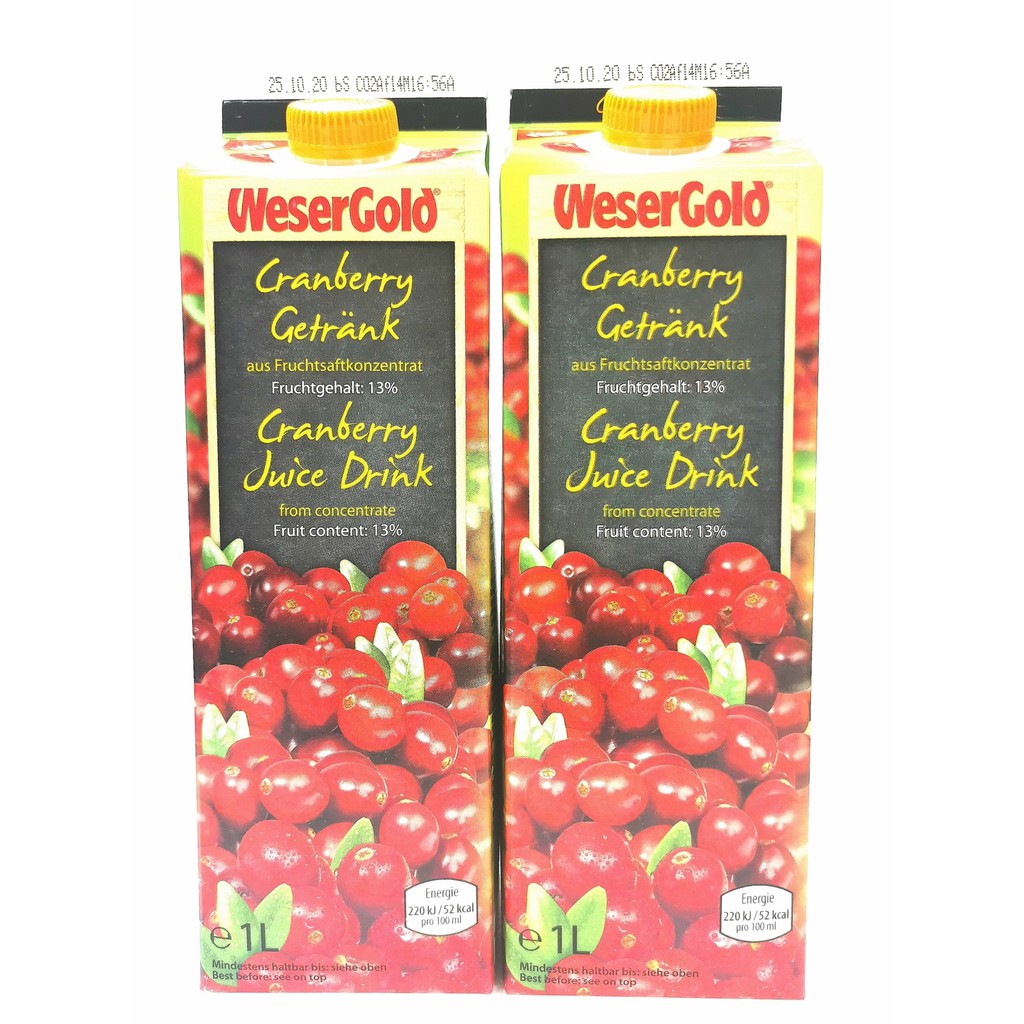 WeserGold Cranberry Juice 1 litre (2 pkts) Exp.date 07-21 From Germany | Shopee Malaysia