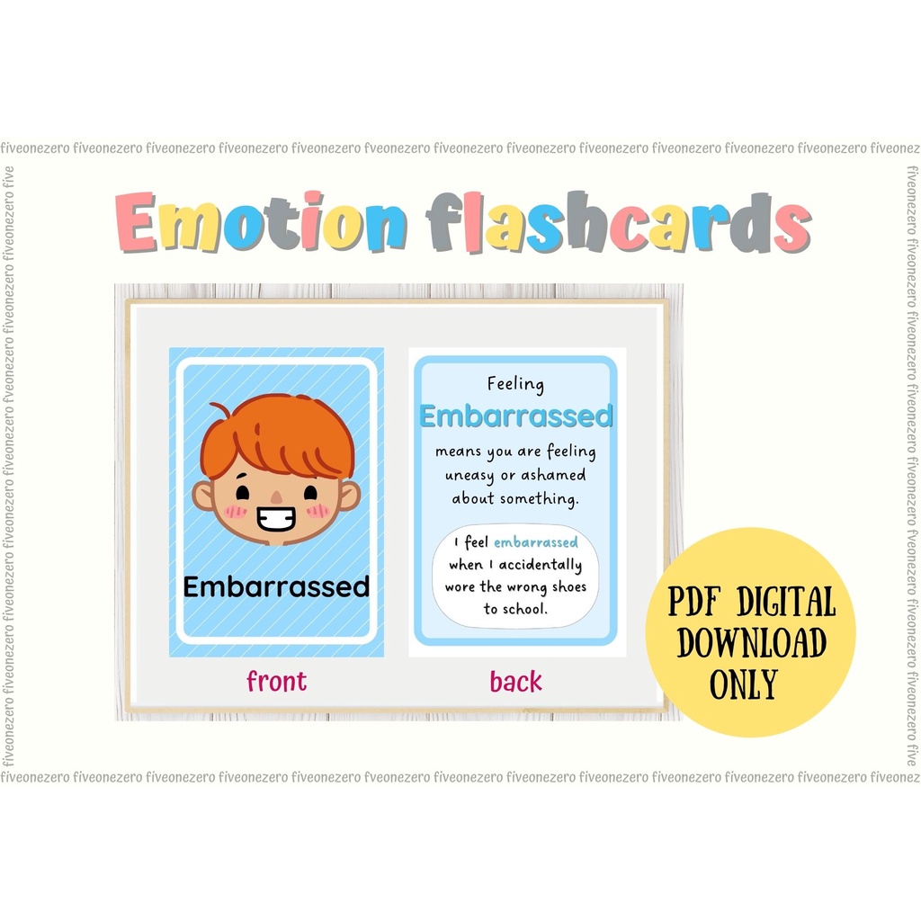 [PDF Softcopy] Printable emotion Flash cards for kids, feelings flash ...