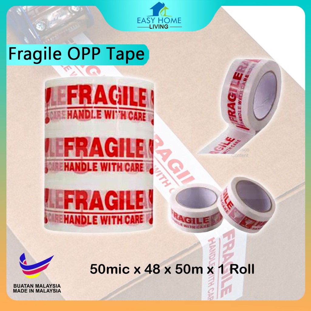 EHL 50mm X 48mm X 50m Fragile Packaging Sticker Tape Packaging Box ...