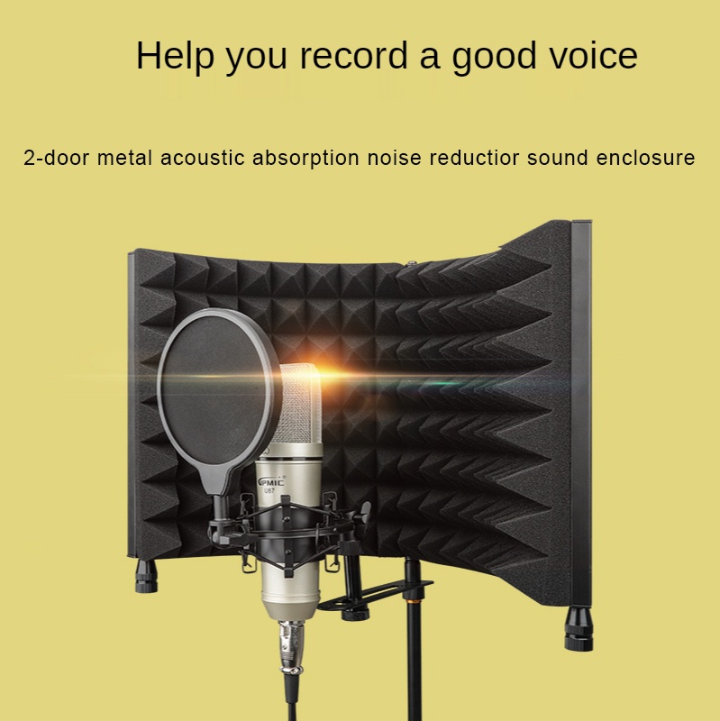 Microphone Isolation Shield 2-door Mental Panels with Desktop Stand ...