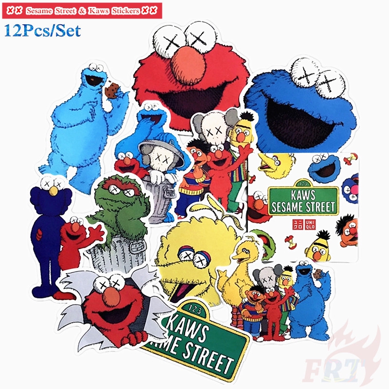 Sesame Street & Kaws Stickers 12Pcs/Set DIY Waterproof Laptop Doodle ...