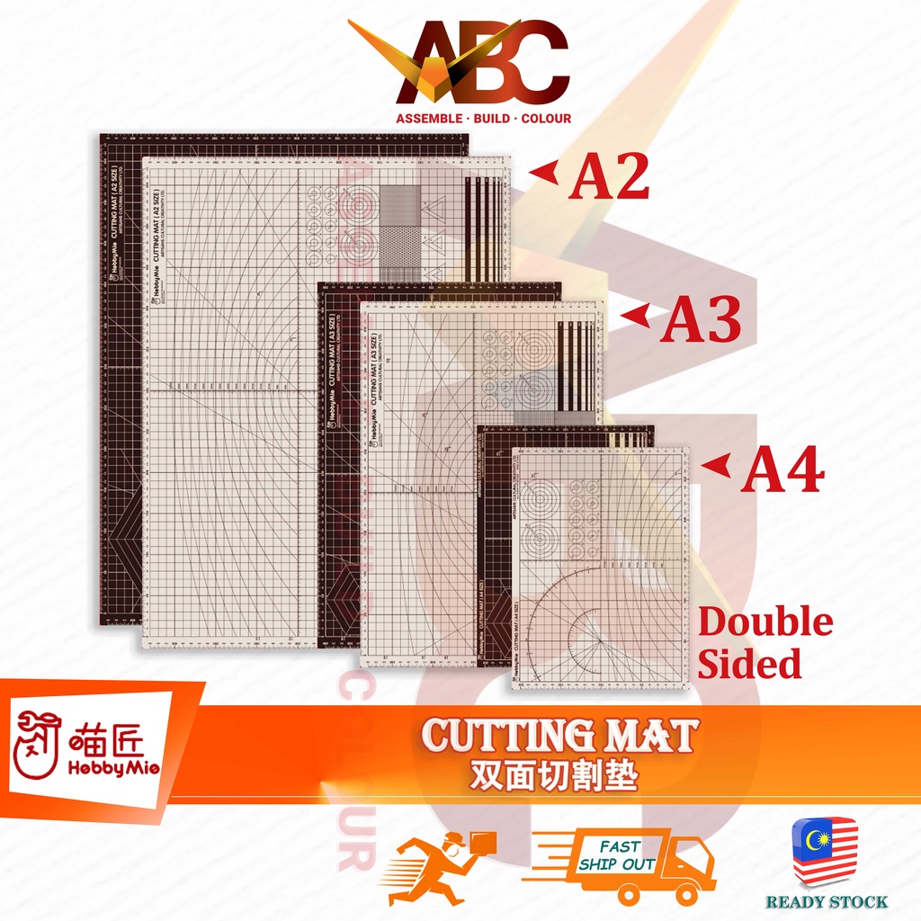 (HobbyMio) Cutting Mat A5 A4 A3 A2 - Double Sided Cut Board 3mm Self ...
