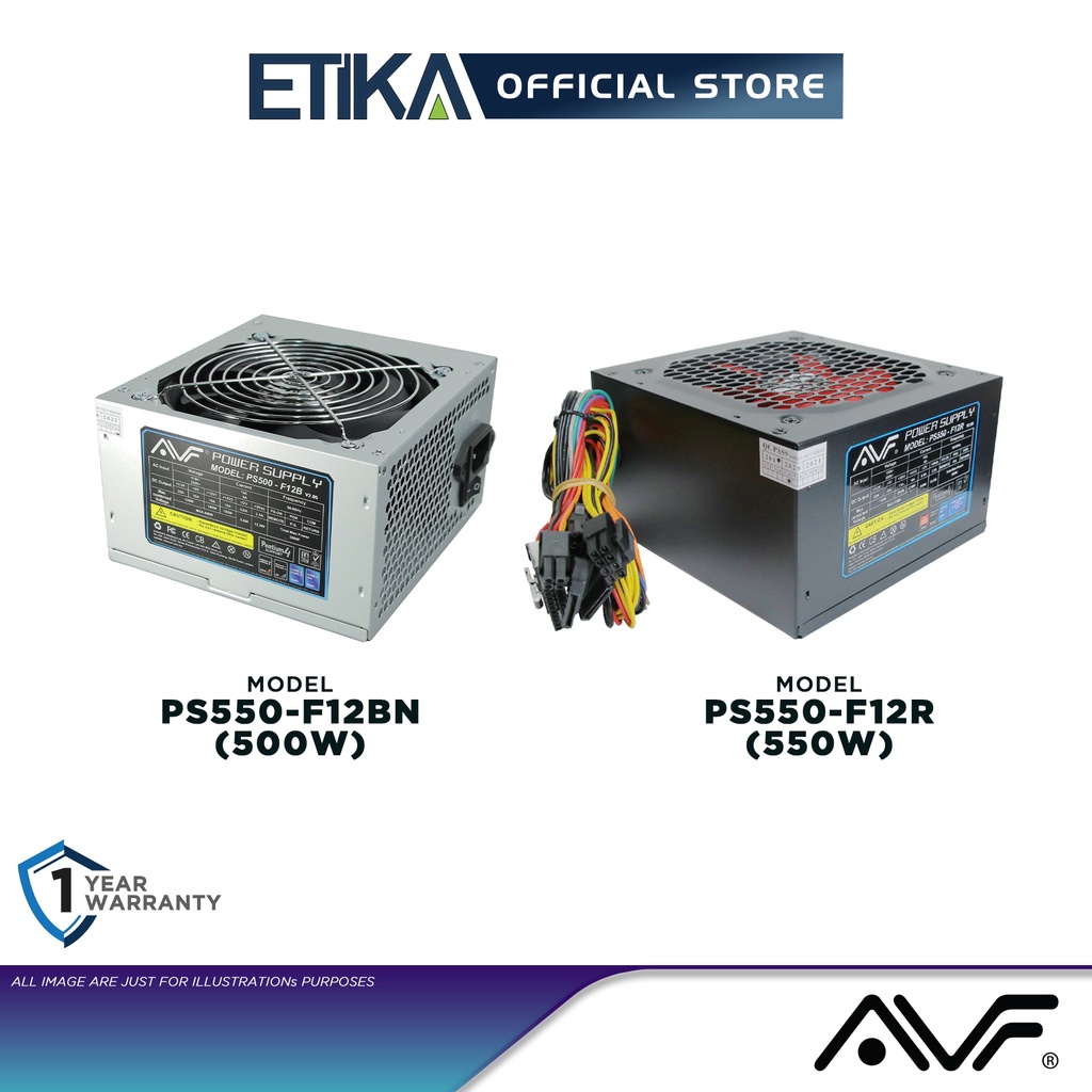 AVF PS500-F12BN (ATX-500W) | PS550-F12R (ATX-550W) | ATX Power Supply ...
