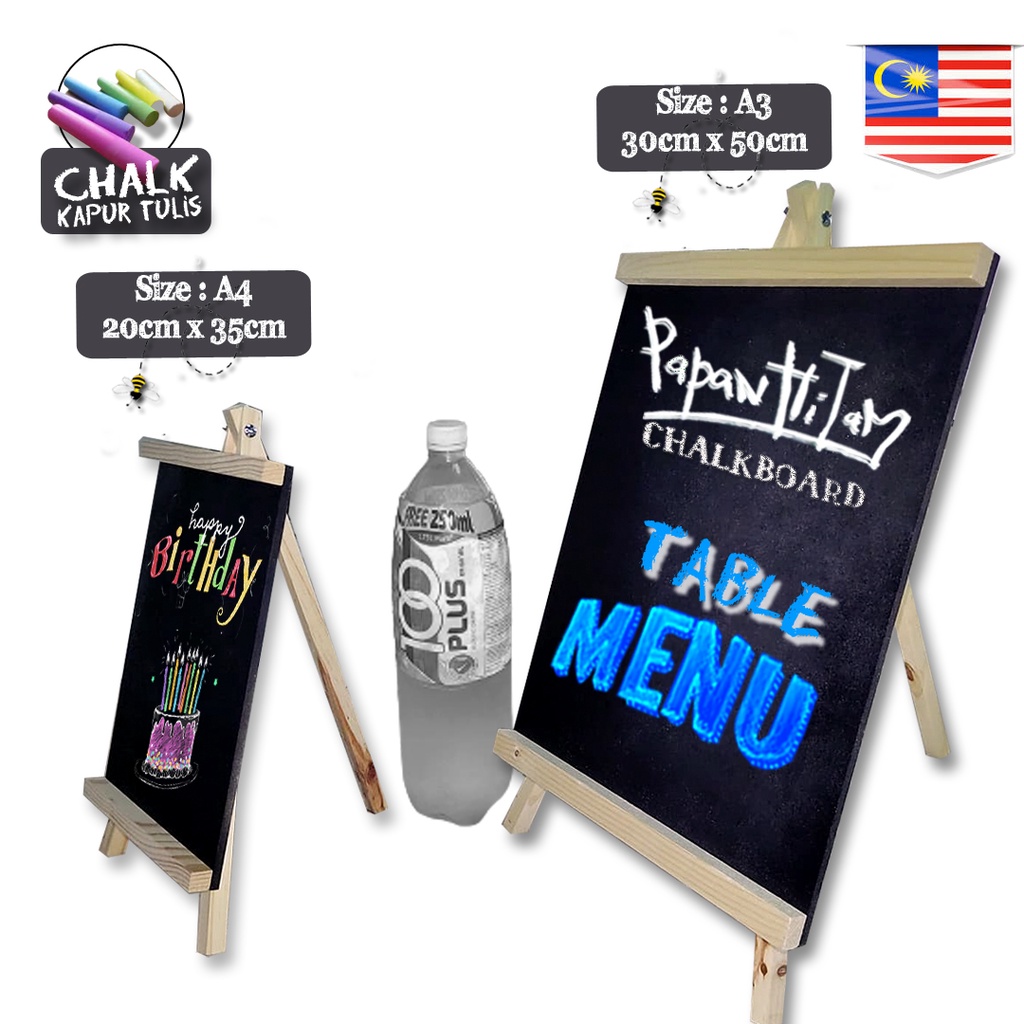 Table Menu Wood ChalkBoard Blackboard Papan Hitam Warung Kedai Bazaar ...